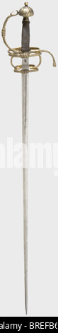 An Italian rapier, circa 1600 Double-edged thrusting blade of flattened ...