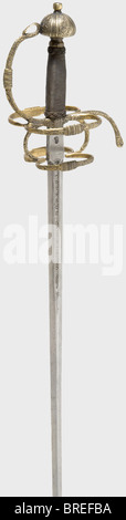 An Italian rapier, circa 1600 Double-edged thrusting blade of flattened ...