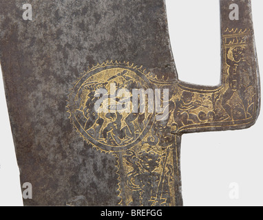 A fine Italian etched glaive, circa 1480/90 Heavy single-edged blade ...