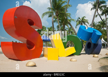 Siloso beach sign at Sentosa Island Singapore April 2008 Stock Photo ...