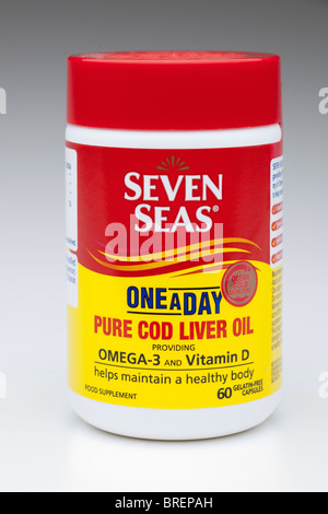 Seven seas cod liver oil omega 3 fish oil plus capsules Stock Photo - Alamy