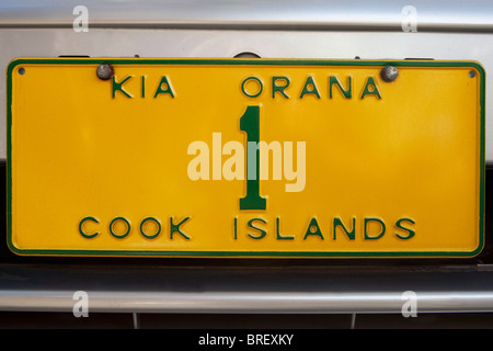 Cook Islands license plate with "Kia Orana" a greeting in Maori ...