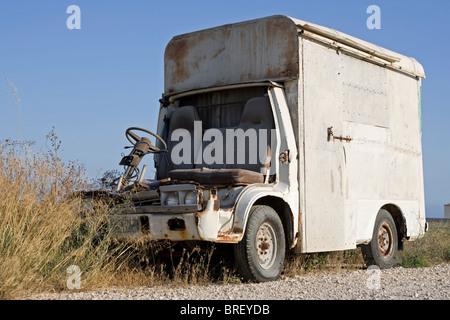 An old broken down Van left to rust on a dusty road in Cyprus Stock ...