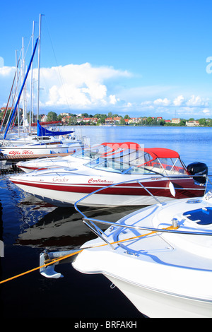 sailing boats at marina lake ryn, masuria, poland, europe Stock Photo ...