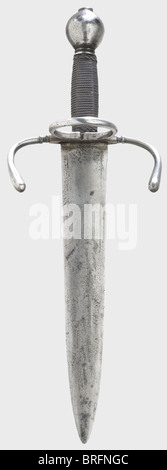 A Saxon left hand dagger,circa 1600 A slender ridged blade with a ...