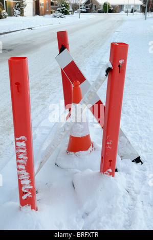 Traffic cone in snow , Safety equipment. Edmund L. Mitchell Collection ...