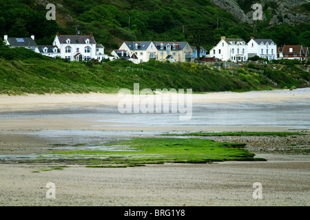 holiday cottages on the gower peninsula wales Stock Photo - Alamy