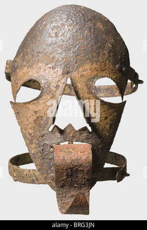 A German mask of disgrace,16th/17th century.Forged iron with remnants ...