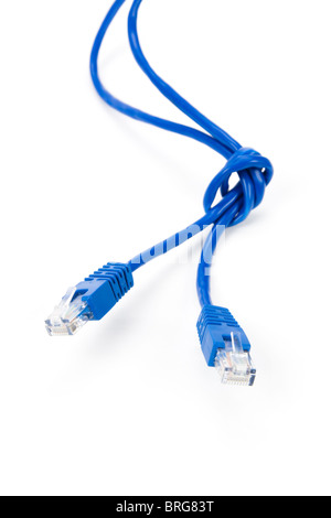 blue computer ethernet cable isolated on white background Stock Photo ...