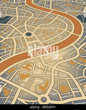 Illustration of an angled generic road-map without names Stock Photo ...