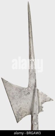 A Swiss halberd,middle of the 16th century Quadrangular spike with a ...
