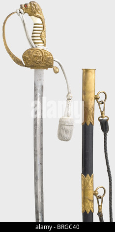 A naval officer's sabre,complete with sword knot and suspension Nickel ...