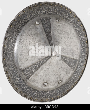 An etched Southern German round shield,presumably Landshut,circa 1570/ ...