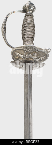 A silver-hilted smallsword,Paris,circa 1750 A narrow triangular ...