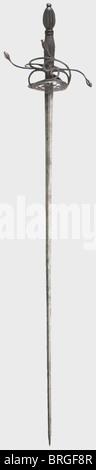 A Dutch or Scandinavian rapier, circa 1640/50 Slender thrusting blade ...