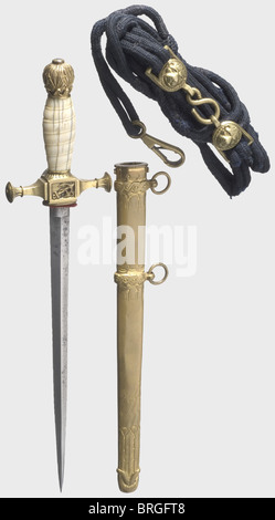 Royal Prussian Navy - an officer's dagger, circa 1850. Curved single ...