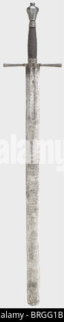 A German executioner's sword,dated 1692 Heavy,double-edged blade with ...