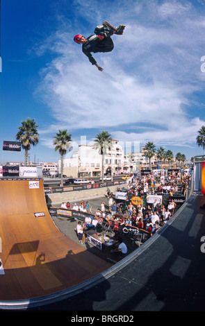 Skateboarding ramp with snow and sky background. A steep skateboarding ...