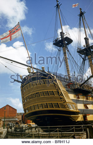 Rear view of HMS Victory at Portsmouth Historic Dockyard Portsmouth ...