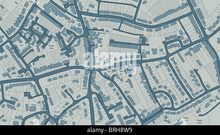Illustrated map of a generic city with no names Stock Photo - Alamy