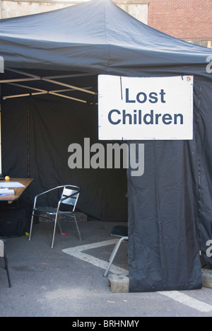 lost children kids meeting point sign at a fete fair to raise funds ...