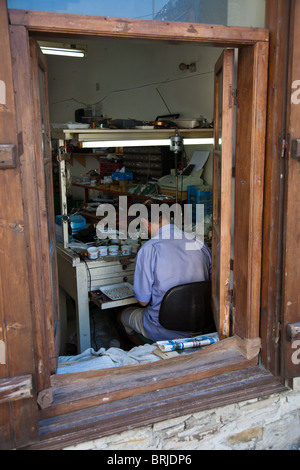 Silversmith in his workshop, Pano Lefkara, Cyprus Stock Photo - Alamy