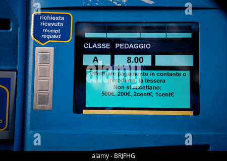 highway barrier toll tollgate tollbooth sign signs Stock Photo - Alamy