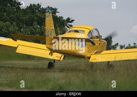 A Fuji FA200 Aero Subaru single engine aerobatic plane gets ready to ...