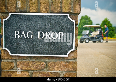 Bag drop off sign at country club course Stock Photo - Alamy