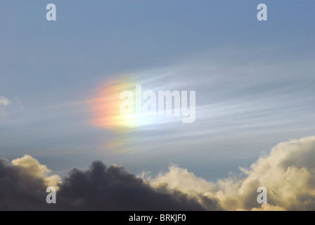 Sun dog (Parhelion) in dark sky Stock Photo - Alamy