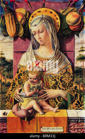 MADONNA AND CHILD, by Carlo Crivelli, 1480, Italian Renaissance painting, tempera, oil on wood ...