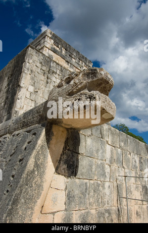 Mayan Feathered serpent god,Kukulcan,carvings on the stairs of the ...