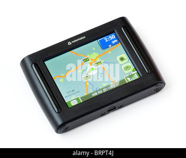 A Navman satnav sat nav gps on a white background Stock Photo - Alamy
