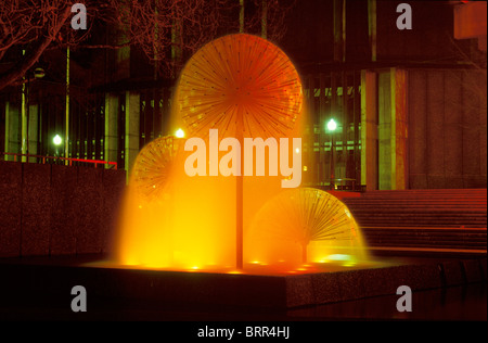 Christchurch Ferrier Fountain lit up with orange lights at night Stock ...
