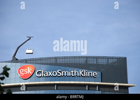 world headquarters of gsk, glaxo smith kline, above the M4 motorway on ...