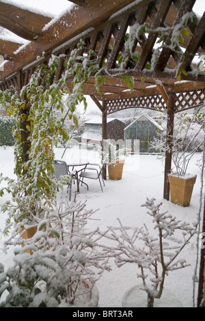 Pergola covered with snow in winter Wroclaw Poland Stock Photo - Alamy
