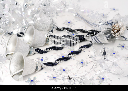 Christmas silver bells ornaments Stock Photo - Alamy