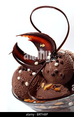 Chocolate cake with ice cream Stock Photo - Alamy
