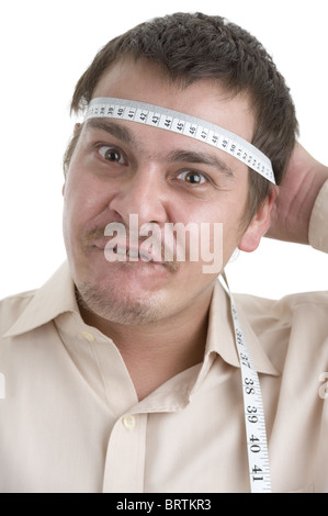 Funny male tailor on white Stock Photo - Alamy