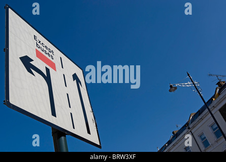 london bus lane restrictions sign post taxi cycle Stock Photo - Alamy