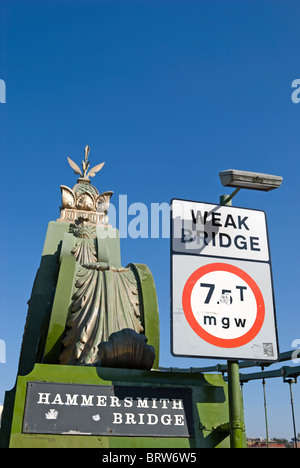 Weak bridge sign with warning of restricted traffic to 3 tonnes in ...
