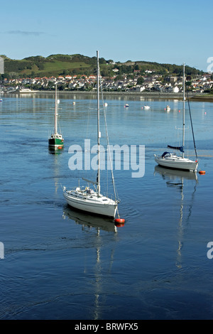 Yachts moored in the river Conway estuary Stock Photo - Alamy