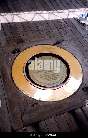 Plaque commemorating the surrender of Japan to end World War II onboard ...