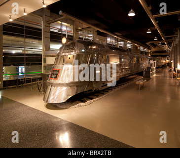 The Pioneer Zephyr (Silver Streak) train locomotive on display at the ...