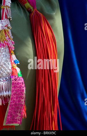Ethnic Lisu women are wearing colorful traditional costumes a ceremony ...