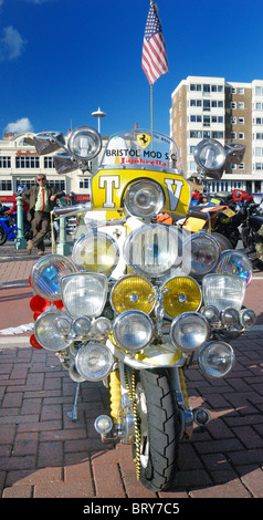 Mod moped decorated with many lights Stock Photo - Alamy