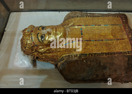 golden mummy in museum of Oasis Bahariya, western desert, Egypt, Arabia ...