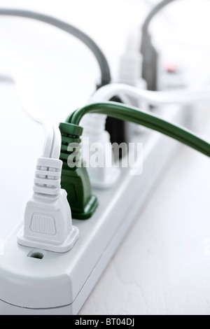 Electrical outlets and power strip overloaded beyond capacity Stock ...