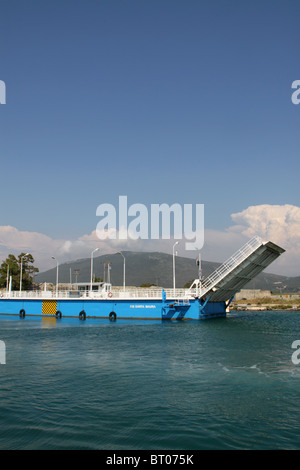 Floating bridge, Lefkada town, Lefkada, Ionian Island, Greece Stock ...