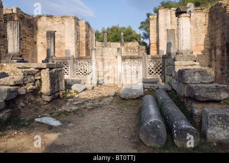 Ancient ruins of work shop of Pheidias shown in Olympia. were was made ...